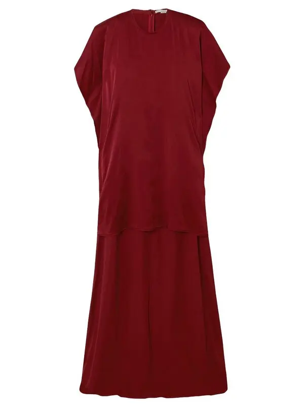 Stella McCartney Asymmetric Draped Cape-effect Satin Maxi Dress - Claret