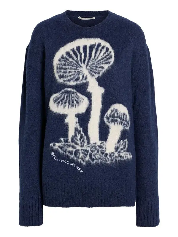 Stella McCartney Jacquard-knit Alpaca-blend Sweater - Navy