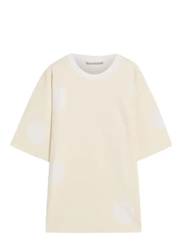Stella McCartney Oversized Polkadot Jacquard-knit T-shirt - Ecru