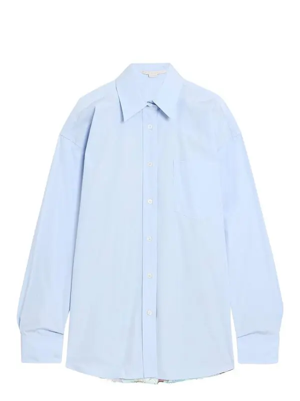 Stella McCartney Floral Print Cotton-poplin Paneled Shirt - Light Blue