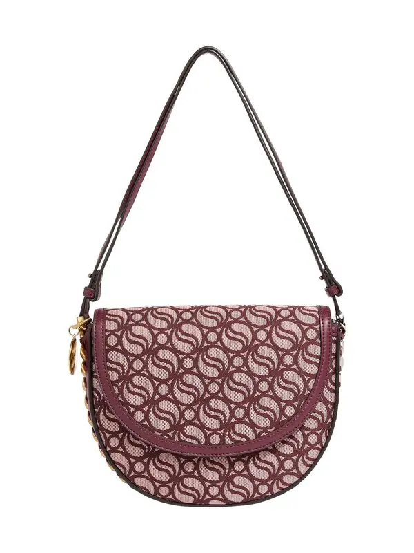 Stella McCartney Falabella Canvas Jacquard Shoulder Bag - Burgundy