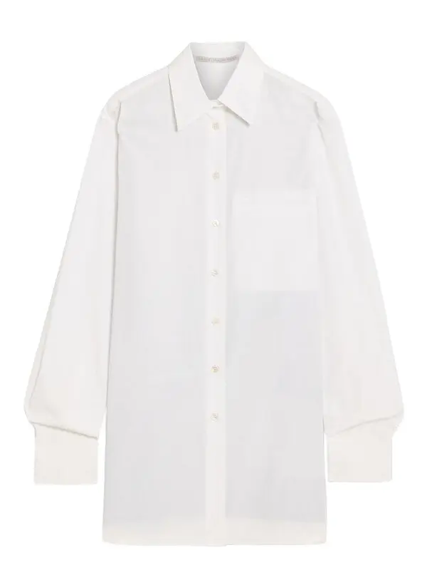 Stella McCartney Printed Silk-crepe And Cotton-poplin Shirt - White