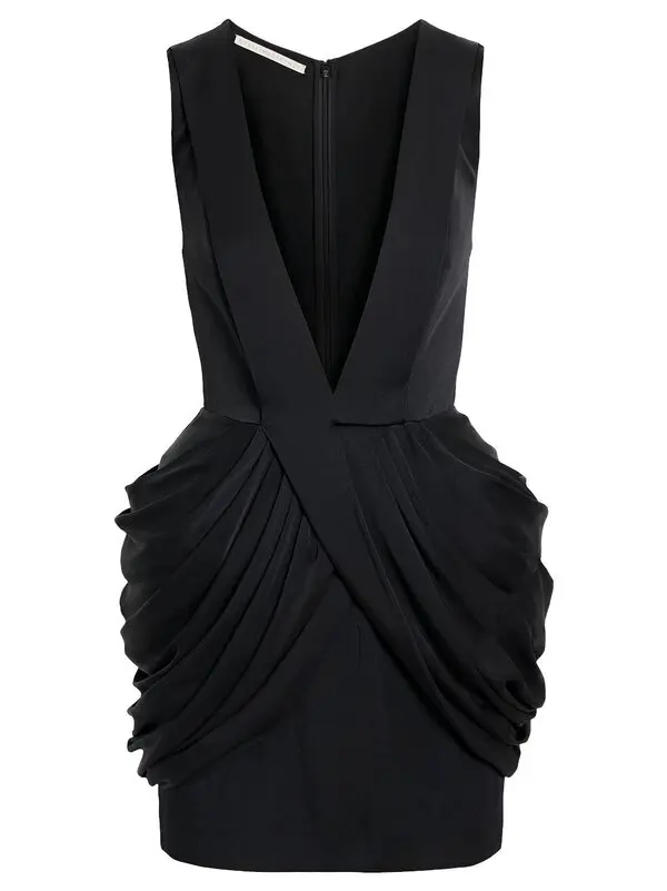 Stella McCartney Pleated Satin-crepe Mini Dress - Black