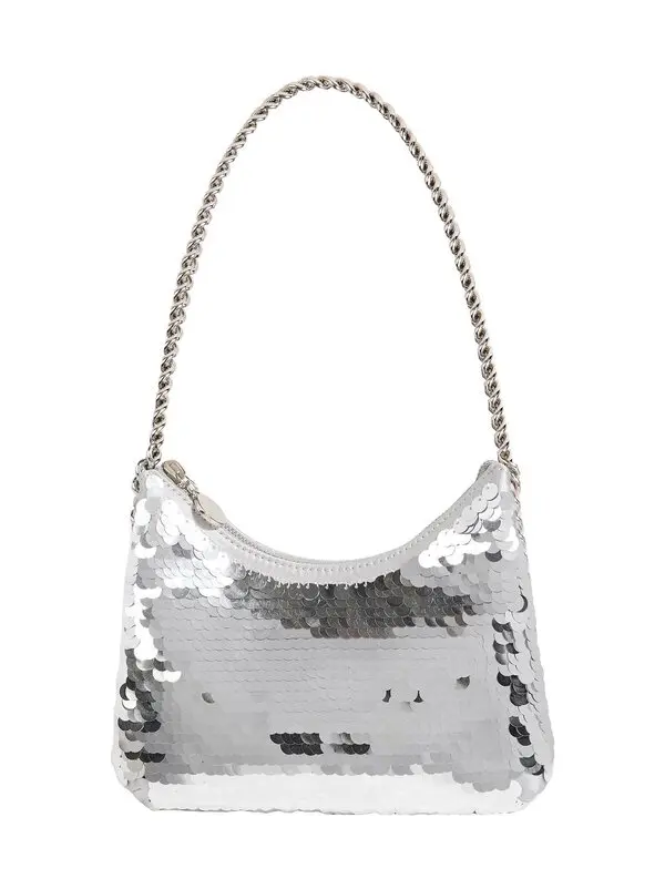 Stella McCartney Falabella Sequined Satin Shoulder Bag - Silver