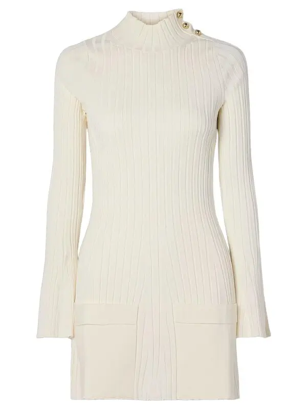 Stella McCartney Ribbed-knit Mini Dress With Button Detailing - Ivory