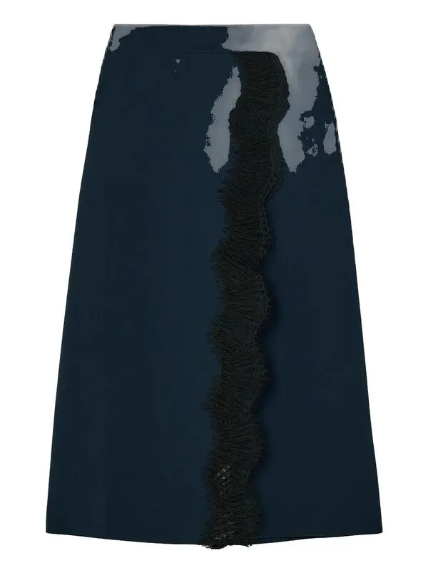Stella McCartney Wrap-effect Lace-trimmed Midi Skirt - Navy