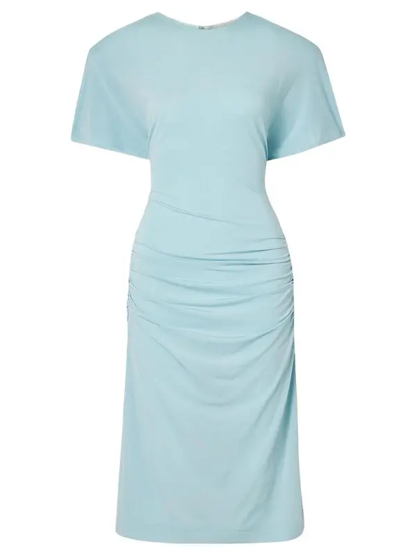 Stella McCartney Ruched Jersey Midi Dress - Sky Blue
