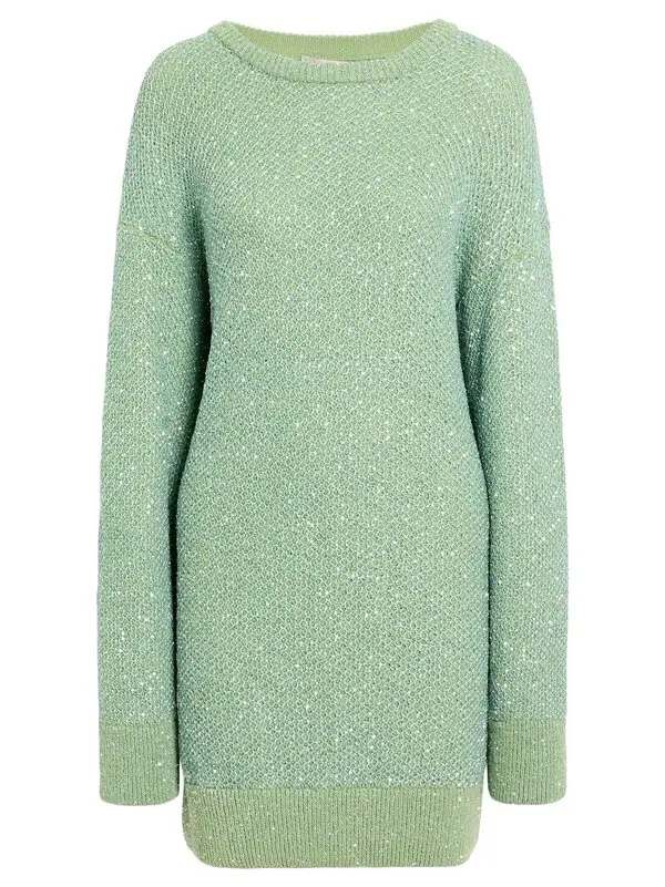 Stella McCartney Sequin-embellished Wool-blend Mini Dress - Mint