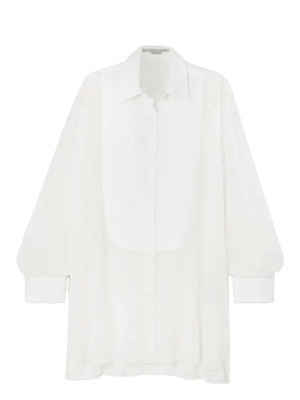 Stella McCartney Paneled Cotton-piqué And Silk-chiffon Shirt - Ivory