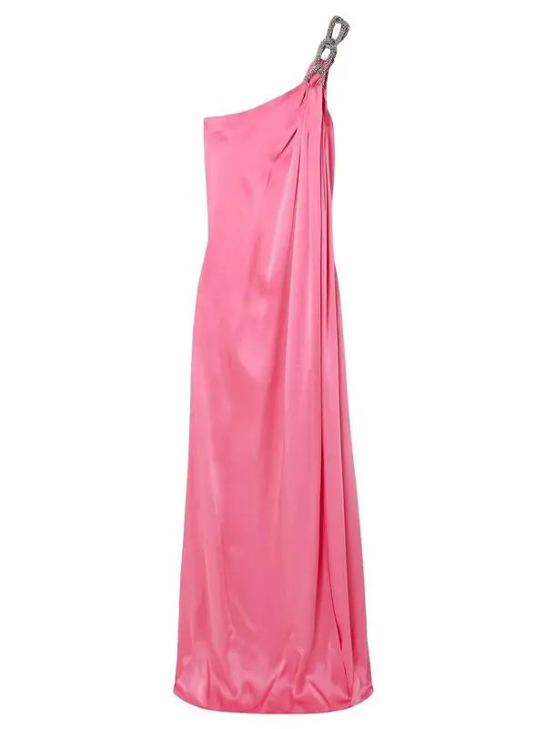 Stella McCartney Falabella One-shoulder Crystal-embellished Gown - Bubblegum