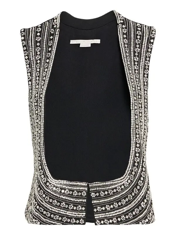 Stella McCartney Crystal-embellished Wool-twill Vest - Black