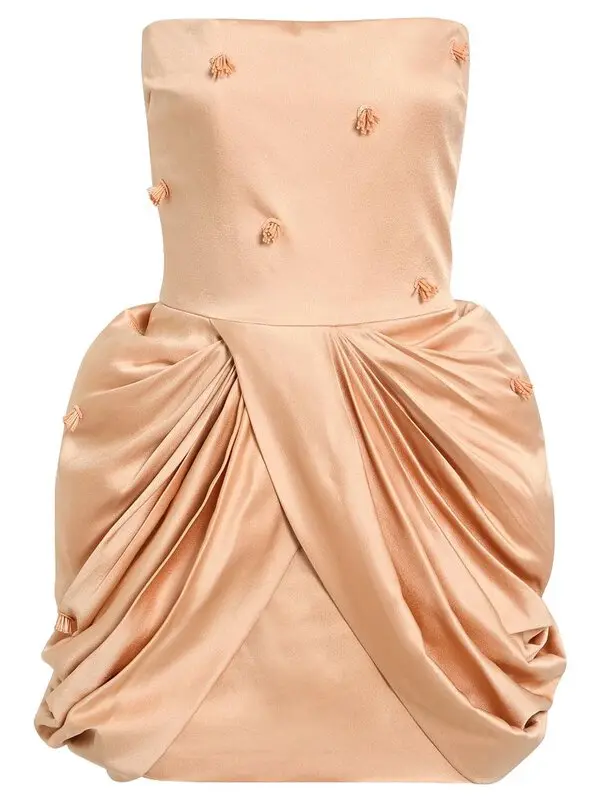 Stella McCartney Strapless Embellished Draped Mini Dress - Peach