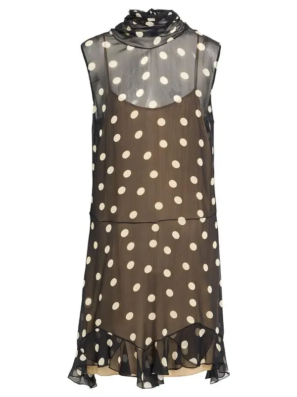 Stella McCartney Ruffled Polka-dot Silk-georgette Dress - Black