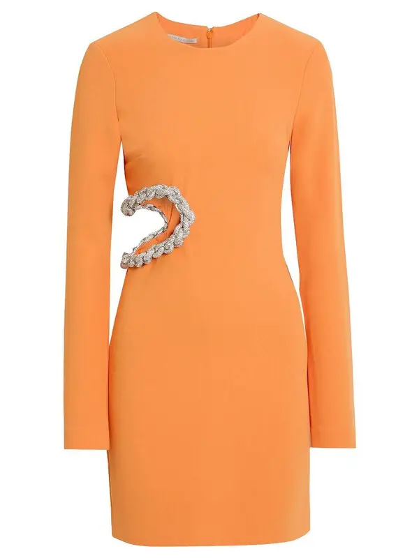 Stella McCartney Embellished Cutout Crepe Mini Dress - Orange
