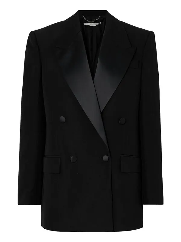Stella McCartney Double-breasted Grain De Poudre Wool Blazer - Black