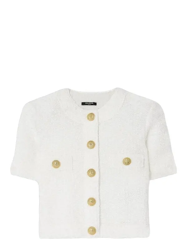Balmain Brushed-knit Cardigan - White
