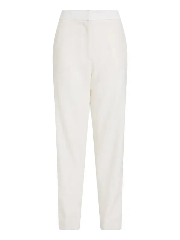 Balmain Satin-trimmed Wool Tapered Pants - Ivory