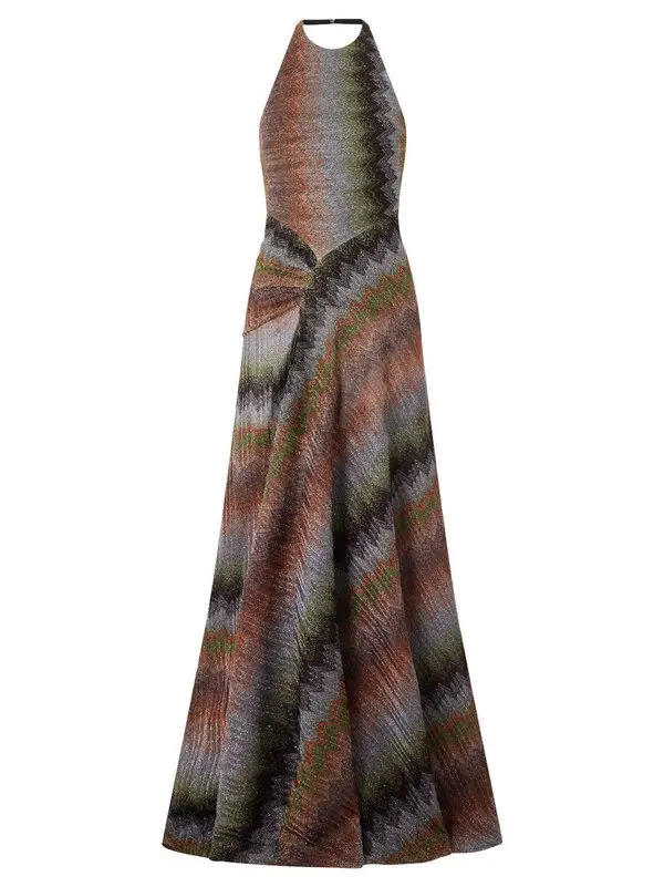 Missoni Crochet-knit Halterneck Maxi Dress - Metallic