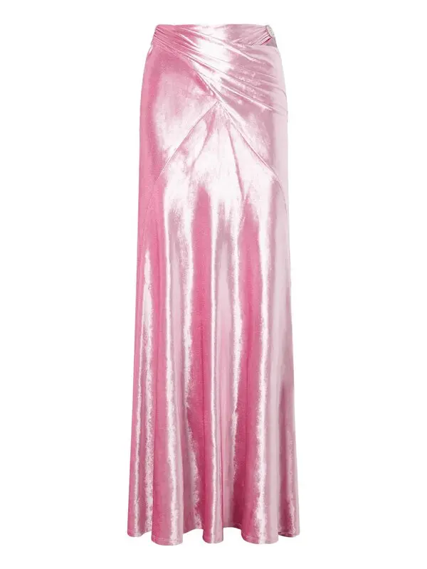Rabanne Wrap-effect Crystal-embellished Velvet Maxi Skirt - Pink