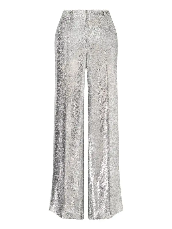 Stella McCartney Metallic Fil-coupé Crepe Straight-leg Pants - Silver