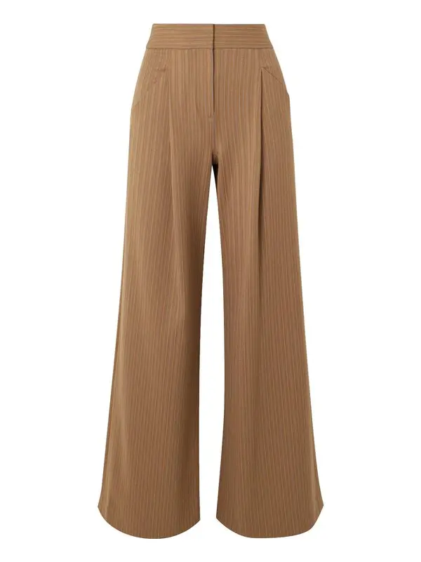 Veronica Beard Rimini Pinstriped Wide-leg Pants - Brown