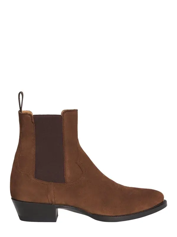 Ralph Lauren Purple Label Suede Western Chelsea Boots - Brown