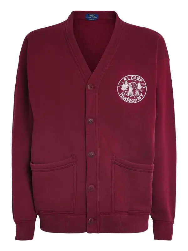Polo Ralph Lauren Cotton Jersey Varsity Cardigan - Red