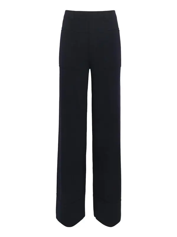 ALLUDE Wool-cashmere Straight Trousers - Navy