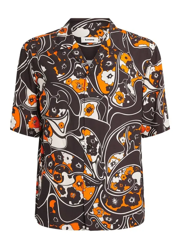 Sandro Short-sleeve Floral Shirt - Brown