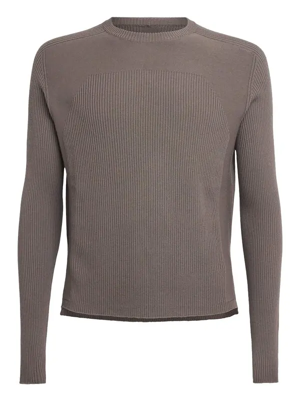 Rick Owens Virgin Wool Ribbed Geo Top - Brown