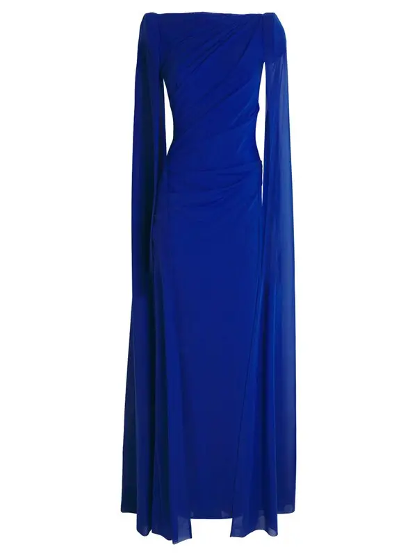 Talbot Runhof Tulle Cape-overlay Gown - Blue