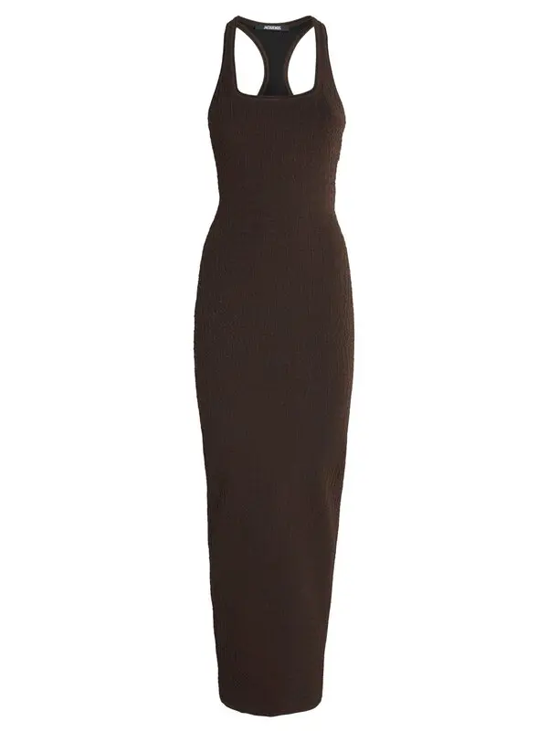 Jacquemus Croc-effect Racerback Maxi Dress - Brown