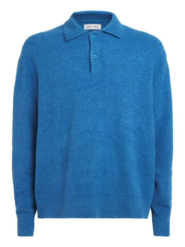 SAMSOE SAMSOE Cotton-blend Polo Sweater - Blue