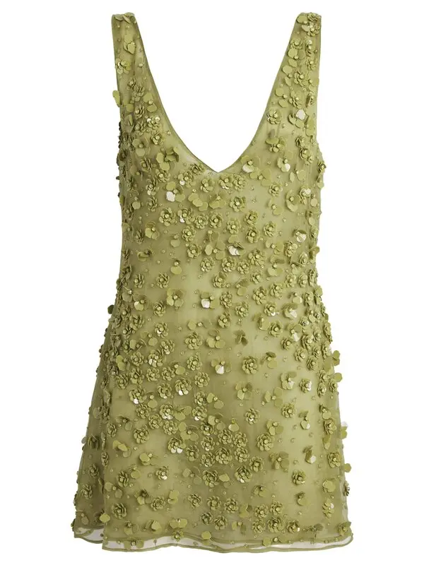 Cult Gaia Silk Embellished Sapphira Mini Dress - Green