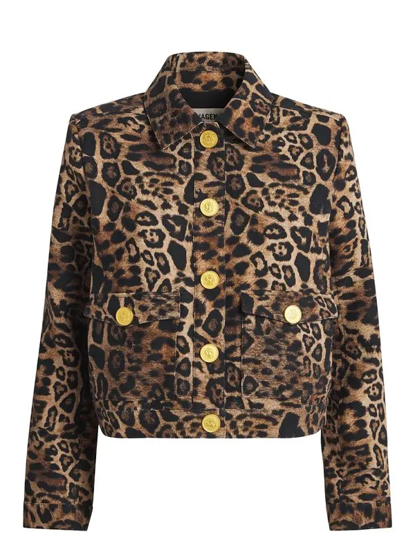 L'Agence Cotton Leopard Nyx Jacket - Brown