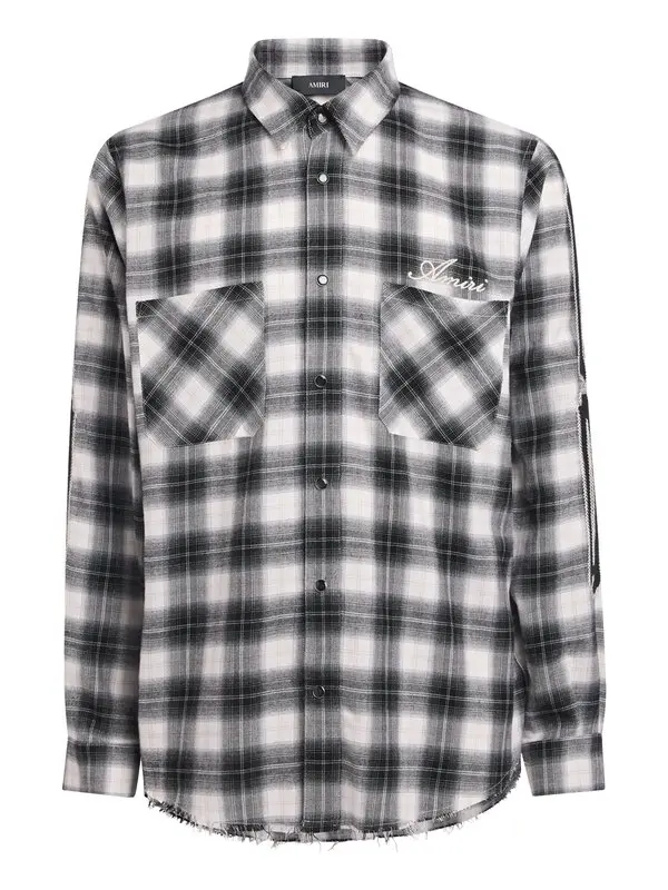 Amiri Cotton Flannel Bones Overshirt - Black