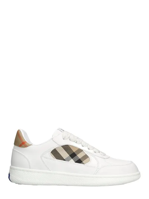 Burberry Leather Check Terrace Sneakers - White