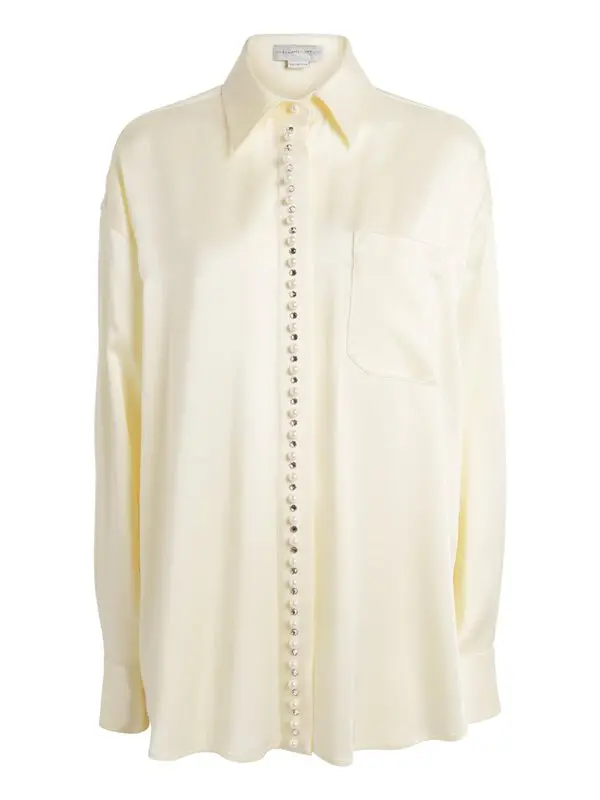 Stella McCartney Satin Faux Pearl-trim Shirt - Yellow
