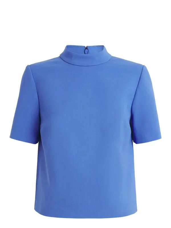 Carolina Herrera Wool-blend Mock-neck Top - Blue
