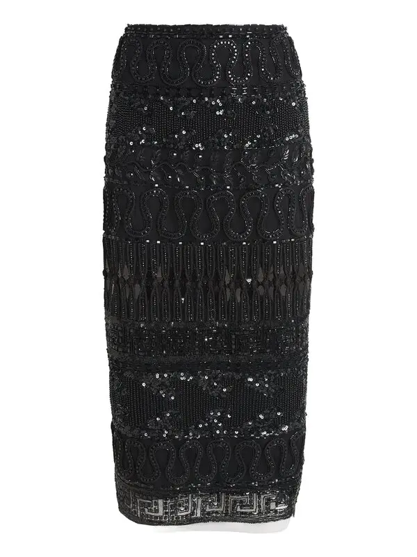 Carolina Herrera Tulle Embellished Midi Skirt - Black