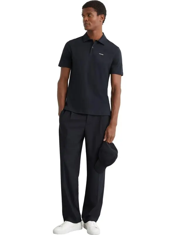 REISS Tello Airwater-cotton Logo Polo Shirt - Navy