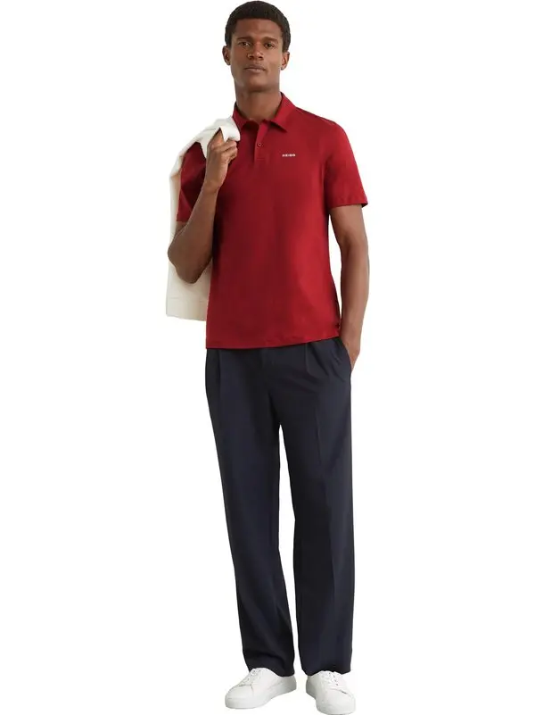 REISS Tello Airwater-cotton Logo Polo Shirt - Red