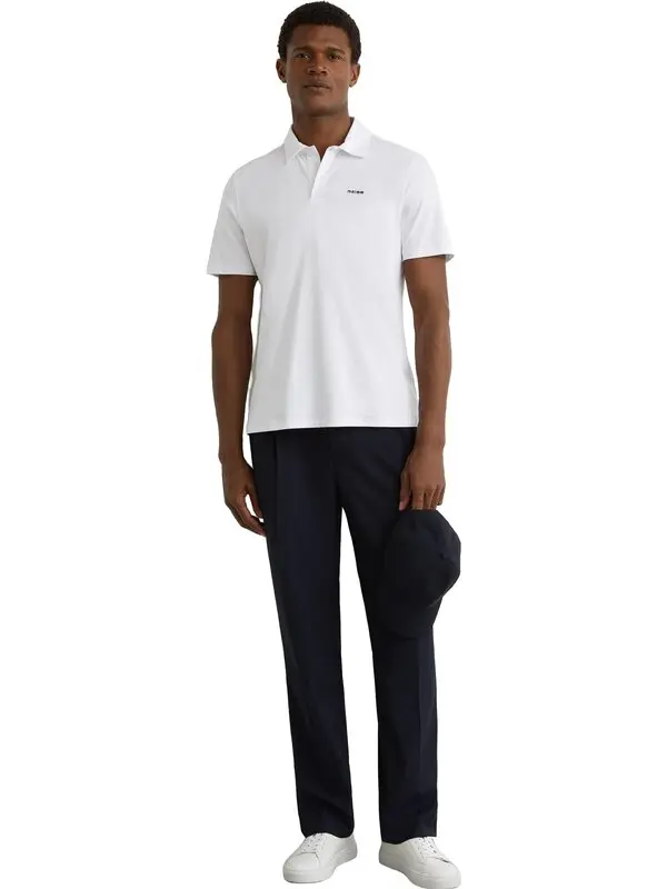 REISS Tello Airwater-cotton Logo Polo Shirt - White