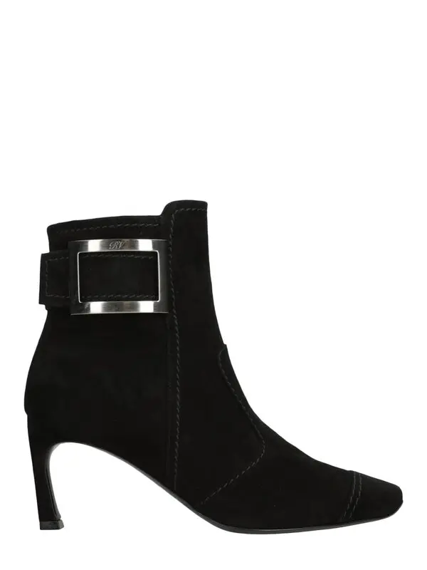 ROGER VIVIER Suede Trompette 70 Ankle Boots - Black
