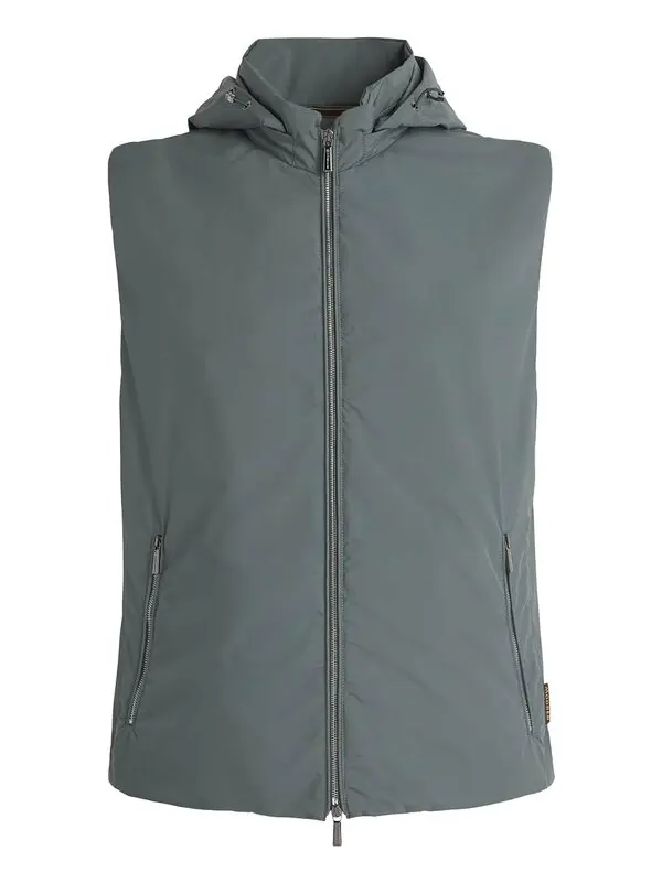 MOORER Luis Hooded Gilet - Blue
