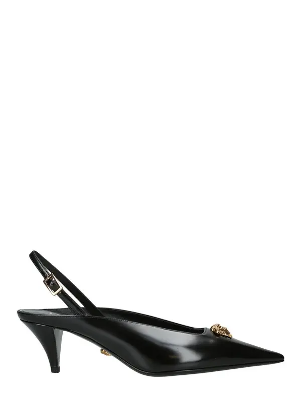 Versace Leather La Medusa Slingback Pumps - Black