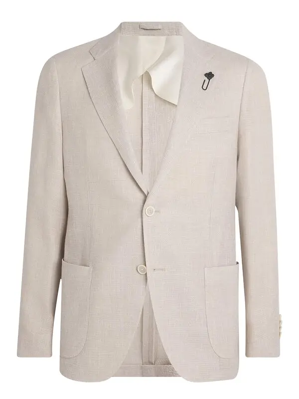 LARDINI Linen-wool Patch Pocket Blazer - Ivory