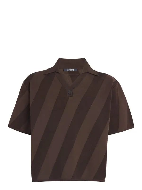 Jacquemus Cropped Stripe Polo Shirt - Brown