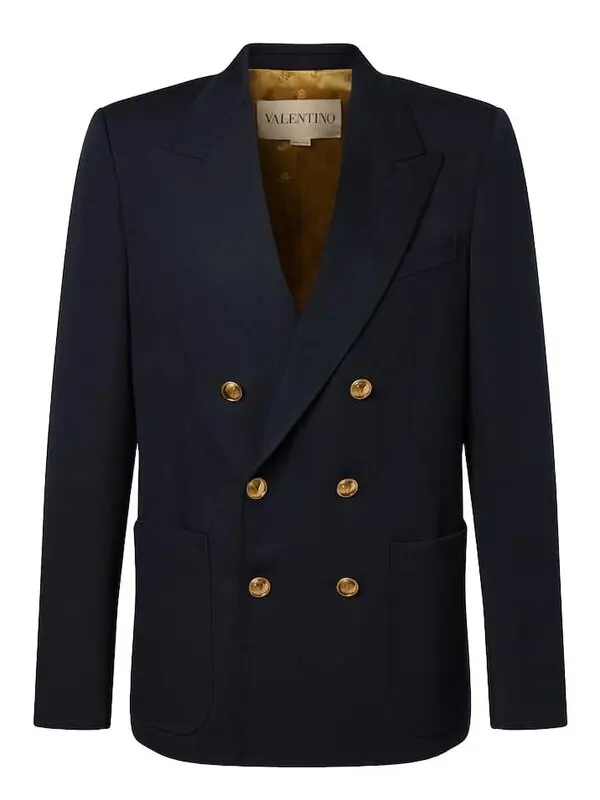 Valentino Garavani Double-breasted Virgin Wool Blazer - Blue
