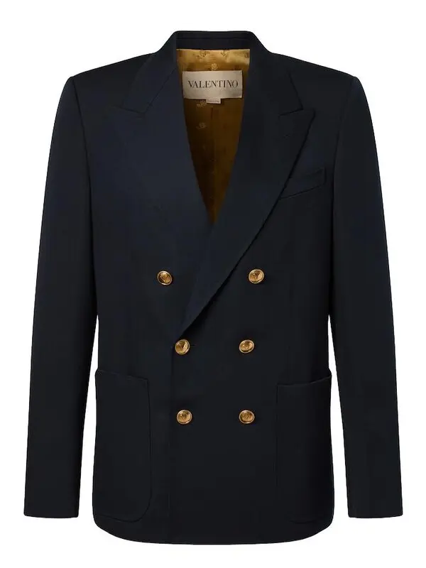 Valentino Garavani Double-breasted Virgin Wool Blazer - Blue